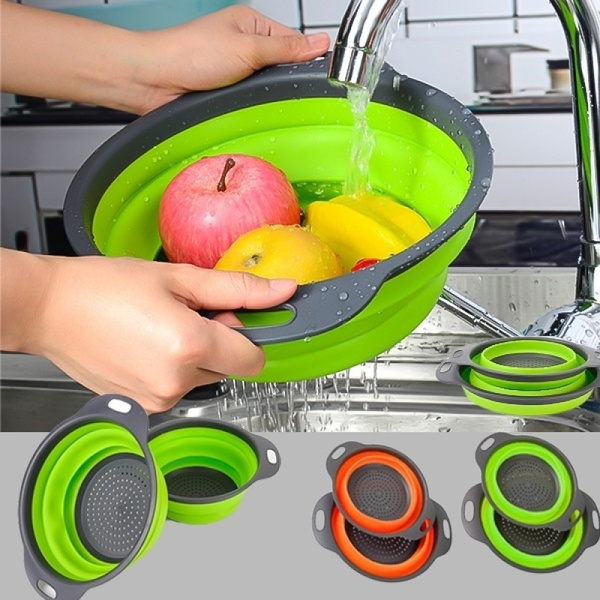 Kitchen Collapsible Colander Fruit Vegetable Strainer Folding Drain ...