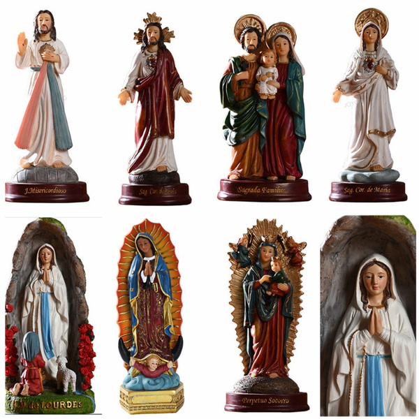 1pc Blessed Saint Virgin Mary Sculpture Jesus Christ Tabletop Statue ...