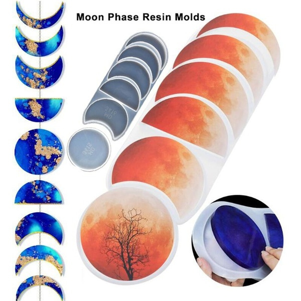 Moon Phase Resin Molds with Crescent Silicone Molds Full Moon Epoxy ...