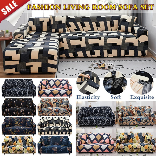 1/2/3 Seater Easy Fit Fashion Recliner Sofa Covers Retro Armchair ...