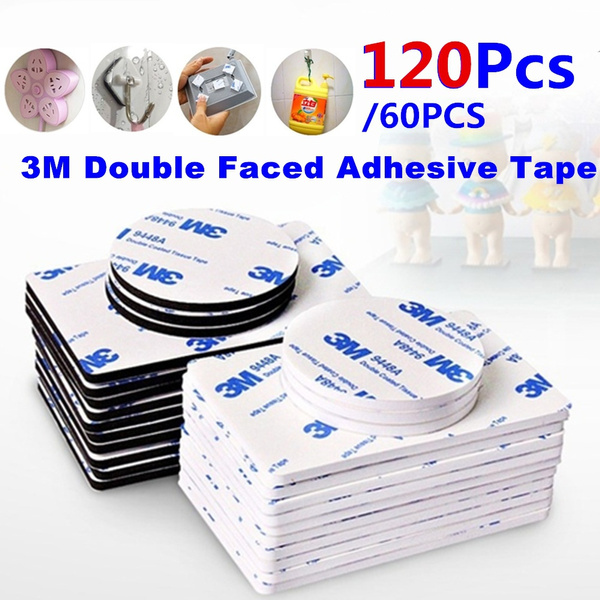 120/60 Pcs 3M Double Sided Black Foam Tape Strong Pad Mounting Rounds ...