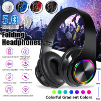 Colorful LED Light Folding Wireless Headphones, Stereo Bluetooth 5.0 ...