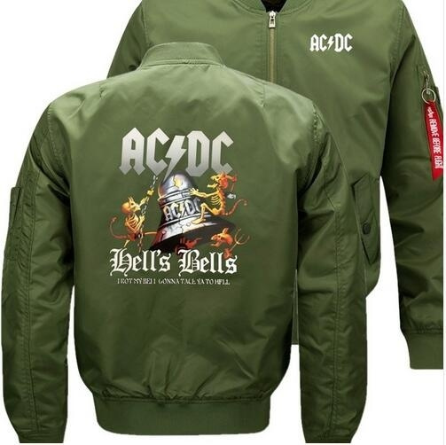 AC DC Rock Band Bomber Flight Flying Jacket Zipper Men Jackets Anime ...