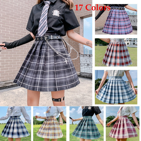 Jyoshikoukousei JK Plaid Skirt Japanese Dress Genuine Suit High Waist ...