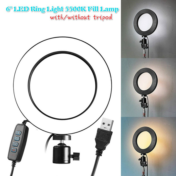 6" LED Ring Light Dimmable USB 5500K Fill Lamp Photography Phone Video ...