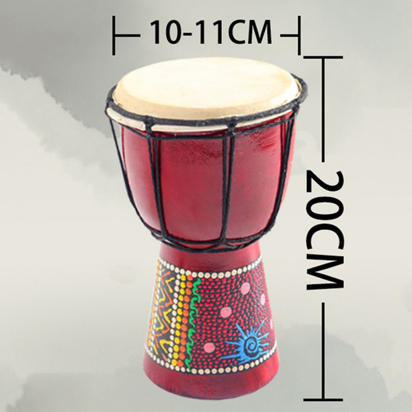 Mini African Drum 4 Inch Children's Tambourine Goatskin Whole Wood ...