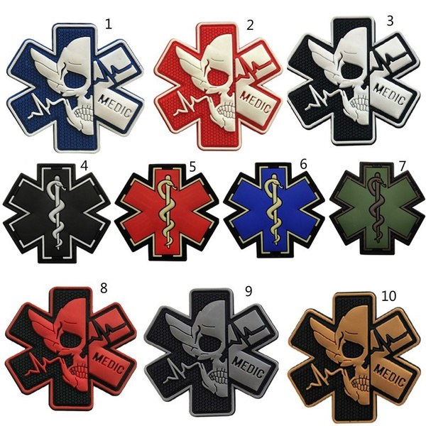 Skull MEDIC Badges Patches Pvc Rubber Patches Army Military Patch Hook ...