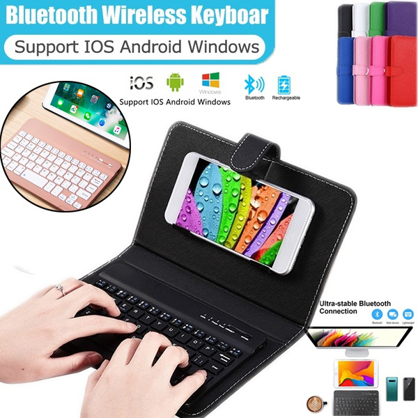 6 Colors Mini Keyboard with Case Set PU Leather Wireless Blue Tooth ...
