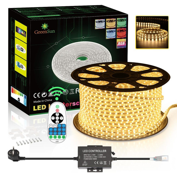 EU Plug 20/30m LED Strip Light Ultra Bright IP65 Waterproof 220V ...
