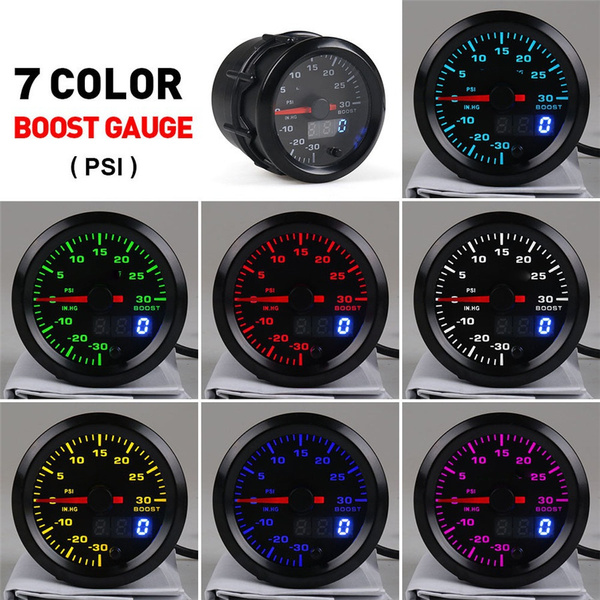 52MM LED Car Turbo Boost Gauge 0-30 PSI Digital & Analog Vacuum ...