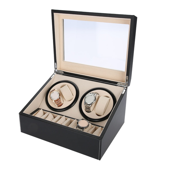 Watch Winder For 4 Automatic Watches + 6 Grids Watch Storage Case Quiet ...