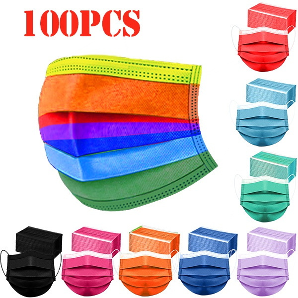 10/30/50/100Pcs Multicolor Mouth Mask Disposable Black Nonwoven Mouth ...