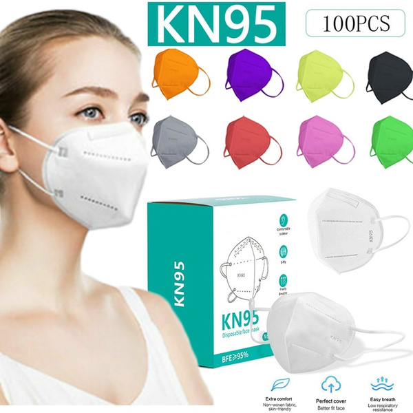 100PCS FFP2 KN95 Filtering Facial Face Masks Dustproof Safety Nonwoven ...