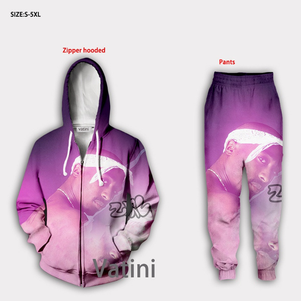 Tupac 2Pac Hip Hop 3D All Over Print Tracksuits Zipper+joggers pants ...