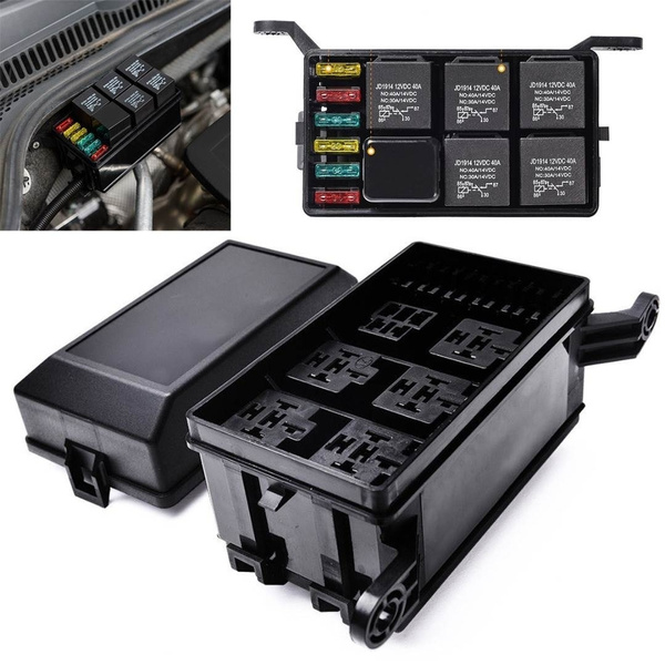 New 12-Slot Relay Box 6 Relays 6 ATC/ATO Fuses Holder Block+Metallic ...