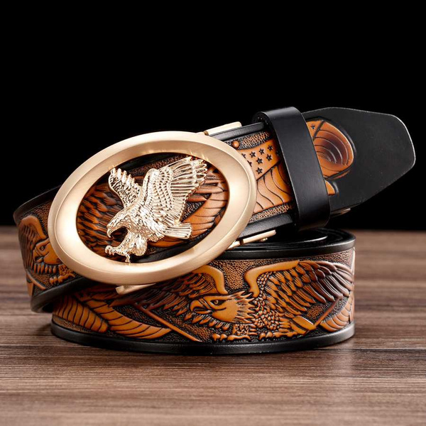 Men's Leather Ratchet Casual Dress Belt with Automatic Buckle ...