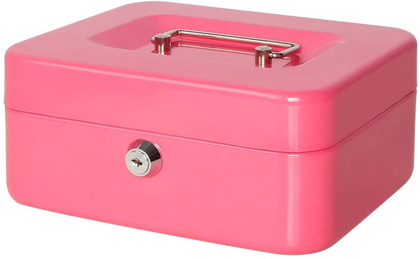Small Cash Box with Key Lock - Durable Metal Cash Box with Money Tray ...