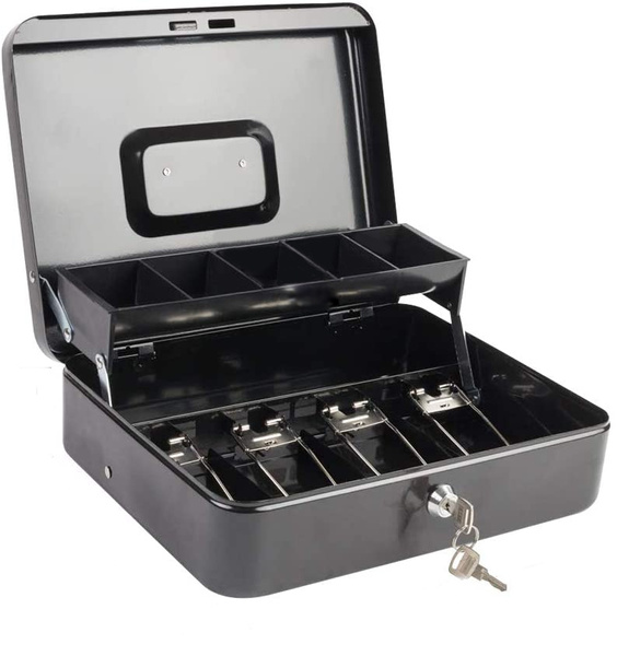 Locking Cash Box with Lock,Money Box with Cash Tray,Lock Safe Box with ...