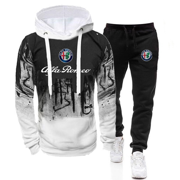 Mens Fashion Alfa Romeo Print Pullover Hoodie and Sweatpant Tracksuit ...