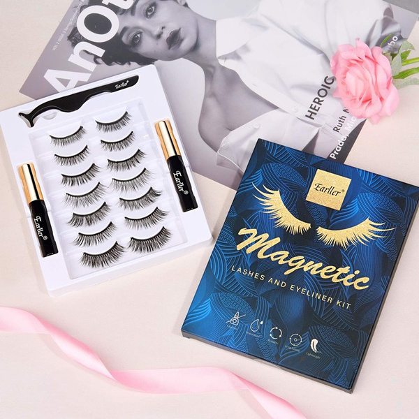 10 Pairs Magnetic Eyelashes with Eyeliner Kit, Natural Look & Glamnetic False Lashes with ...