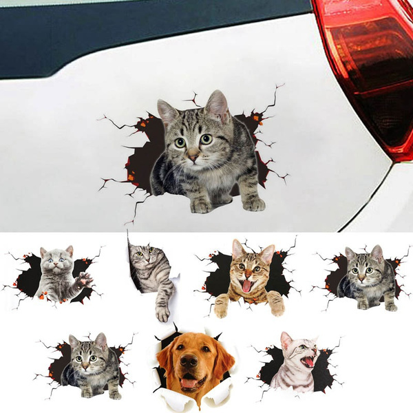 1 Sheet Cute Cat Car Sticker 3D Animal Vinyl Decal Reflective Car ...
