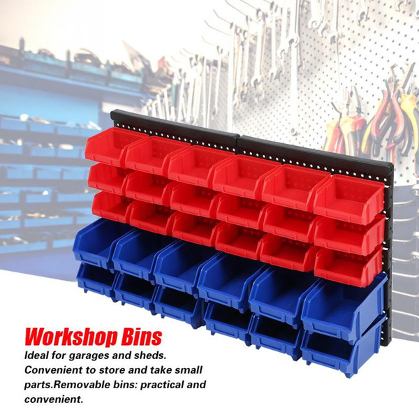Practical 30grids Slanted Mouth Plastic Parts Bins Organizer Wall ...