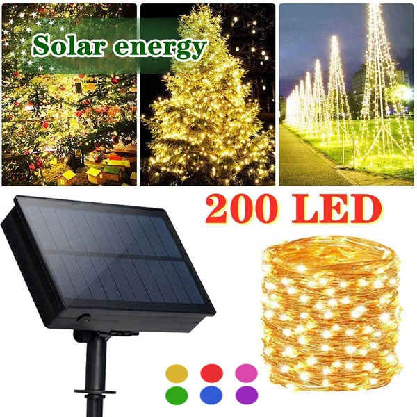 8 Modes Outdoor Solar String Fairy Lights 10M 20M LED Solar Lamps 100 ...