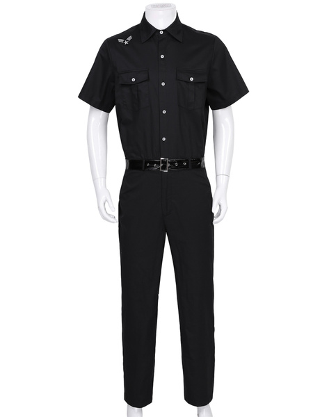 Mens Police Officier Costume Outfit Jumpsuit with Belt Role Play ...