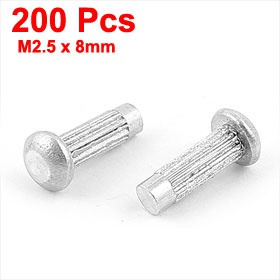200 Pcs 3/32" x 5/16" Aluminium Round Head Solid Rivets Knurled Shanks ...