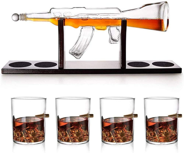 1000Ml M16 Gun Large Decanter Set Bullet Glasses, Elegant Rifle Whiskey ...