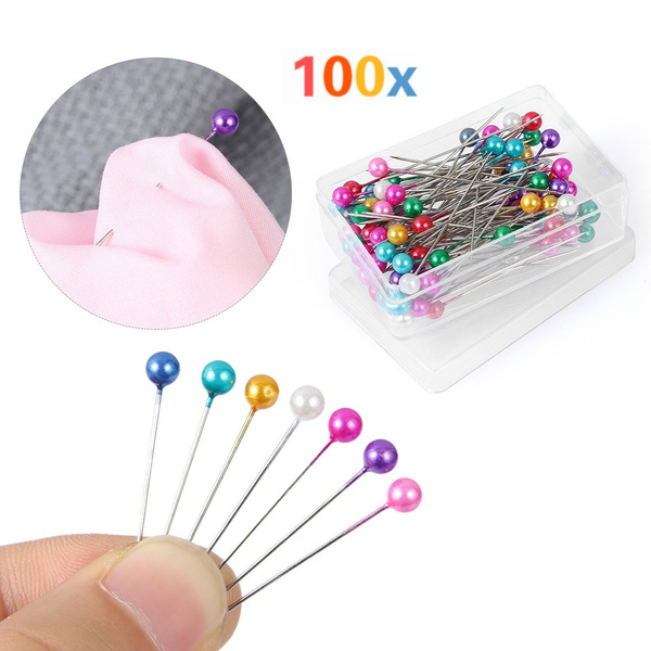 100pcs/pack Kintted Pearl Light Locating Pins Patchwork Sewing Pins ...