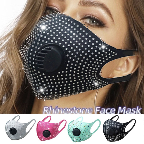 Trendy Rhinestone Face Masks with Valves for Women Fashion Diamond ...