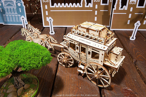 Ugear Stagecoach 3D Wooden Puzzle, 3D Wooden Model for Self Assembling ...