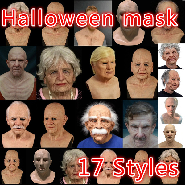 Halloween Masquerade Cosplay Old Bald And Grandpa Beard Mask The Elder ...