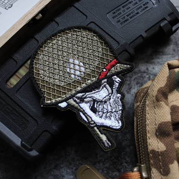 Skull Soldier Helmet Embroidery Patch Military Sticker Decal Applique ... Skull Soldier Helmet Embroidery Patch Military Sticker Decal Applique ...