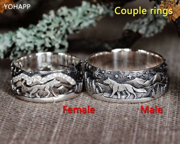 YOHAPP Couple Rings Silver Mens Womens Fashion Jewelry Accessories ...