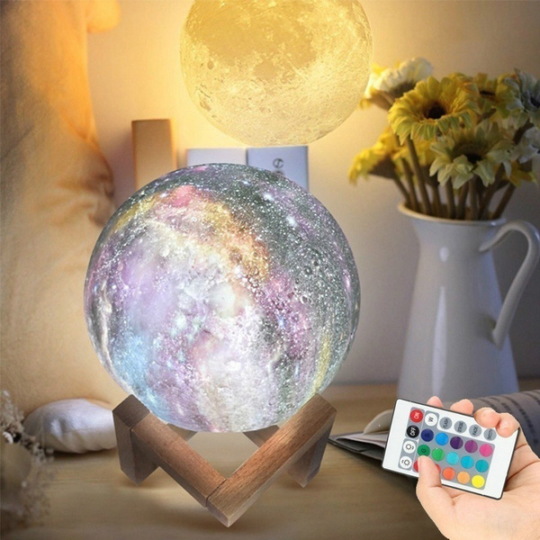 16 Colors 3D LED Touch Switch/ Remote Control Moon Lamp Painted Starry ...