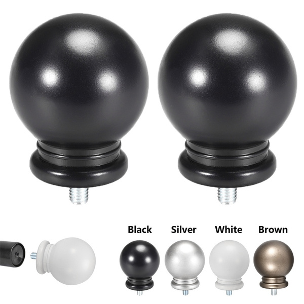 Nordic Style Ball Shaped Curtain Rod Finials Plastic End Silver/Black ...