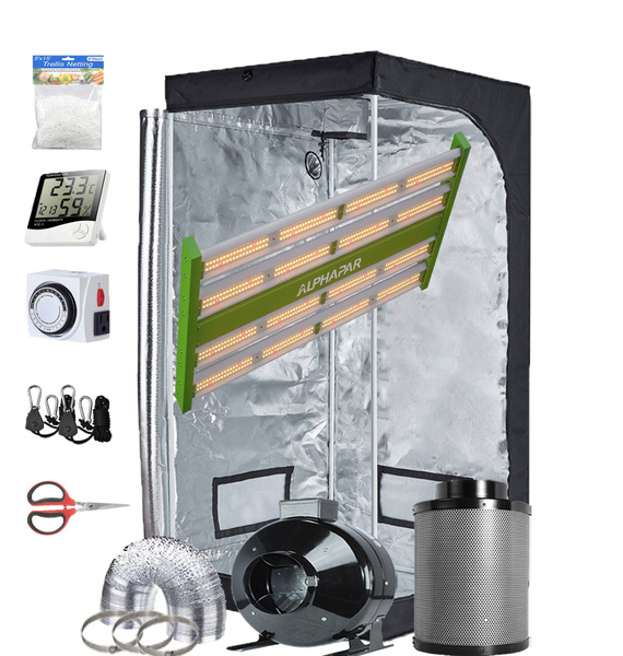 TopoGrow-AlphaPar New Tech LED APE900 Full-Spectrum Grow Light+32"X32"X63" Indoor Grow Tent+4 ...