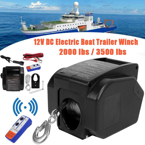 12V DC Electric Winch Boat Trailer Corded Remote Control & Hand Crank ...