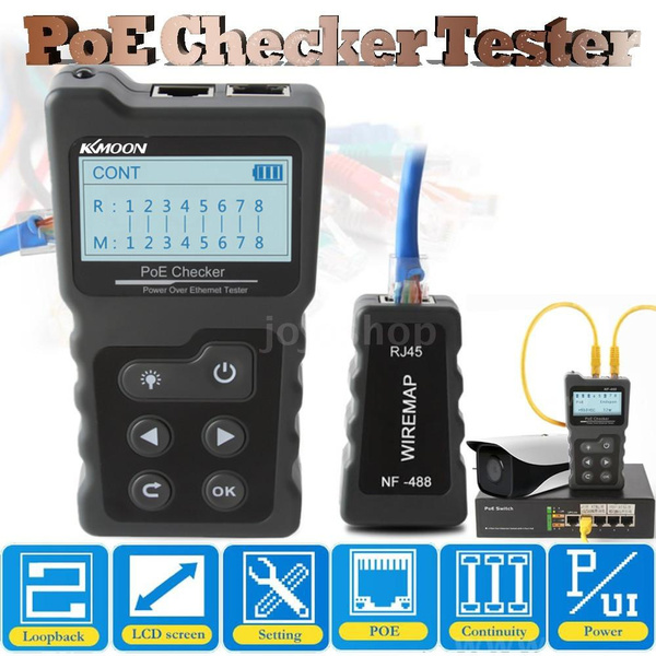 KKmoon Multi-functional LCD Network Cable Tester PoE Checker Inline PoE ...