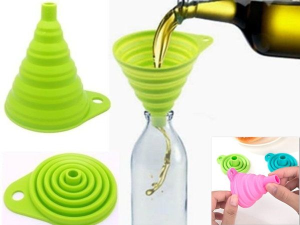 New Mini Silicone Gel Foldable Collapsible Style Funnel Hopper Kitchen ...