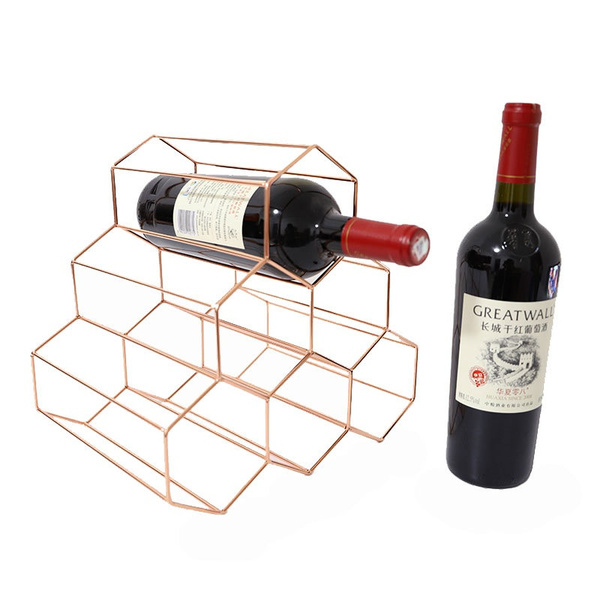 Geometric 6 Grids Wine Rack Wine Shelf Metal Grape Wine Rack Wine ...