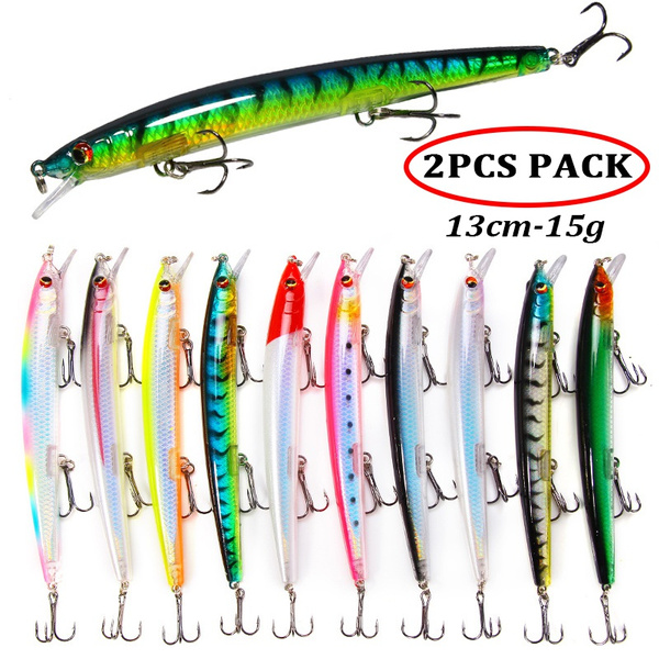 Minnow Long Shot Fishing Lures Bait Wobbler Hard Artificial Plastic Big ...