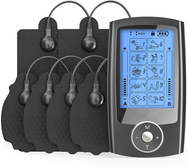 Dual Channel Tens Unit, 10 Modes Rechargeable TENS Machine with ...