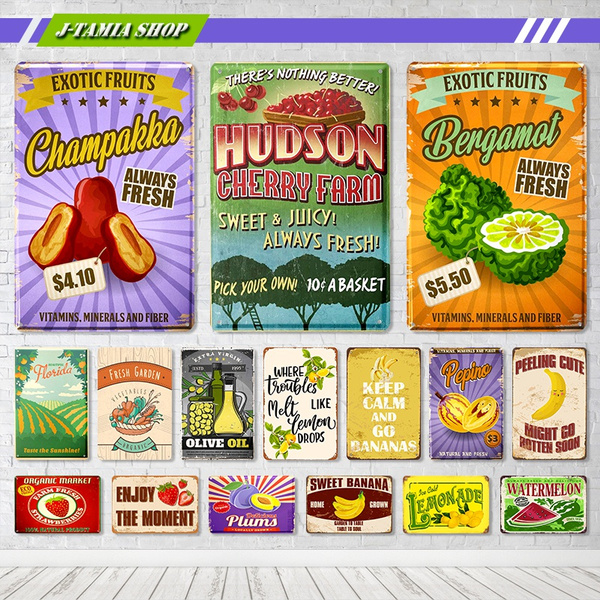 Retro Fruit Farm Signs Metal Tin Signs Posters Restaurant Cafe Bar ...
