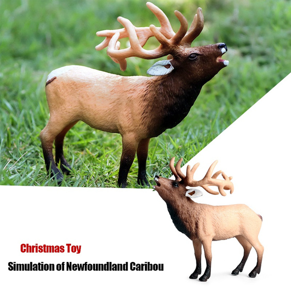 Children's Simulation Wild Animal Model Solid Newfoundland Reindeer Elk ...