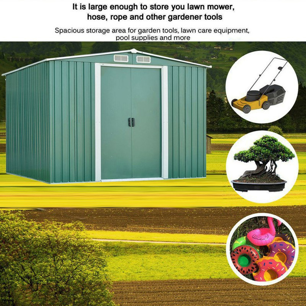 10FT x 8FT Metal Outdoor Garden Storage Shed Garden Storage Shed With ...
