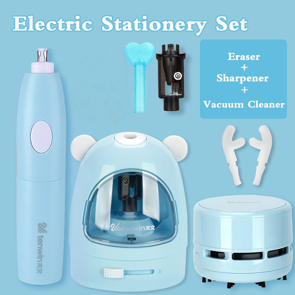 Electric Automatic Student Pencil Sharpener Eraser Writing Desk Vacuum ...