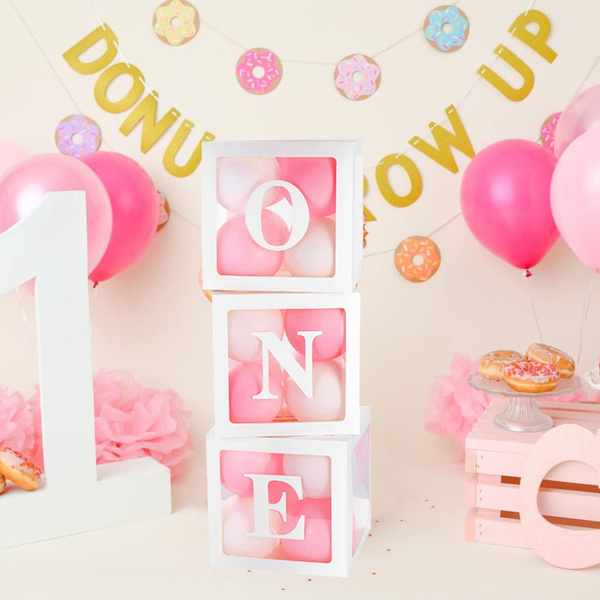 Baby 1st Birthday Decorations, First Birthday Balloon Boxes Decor with ...